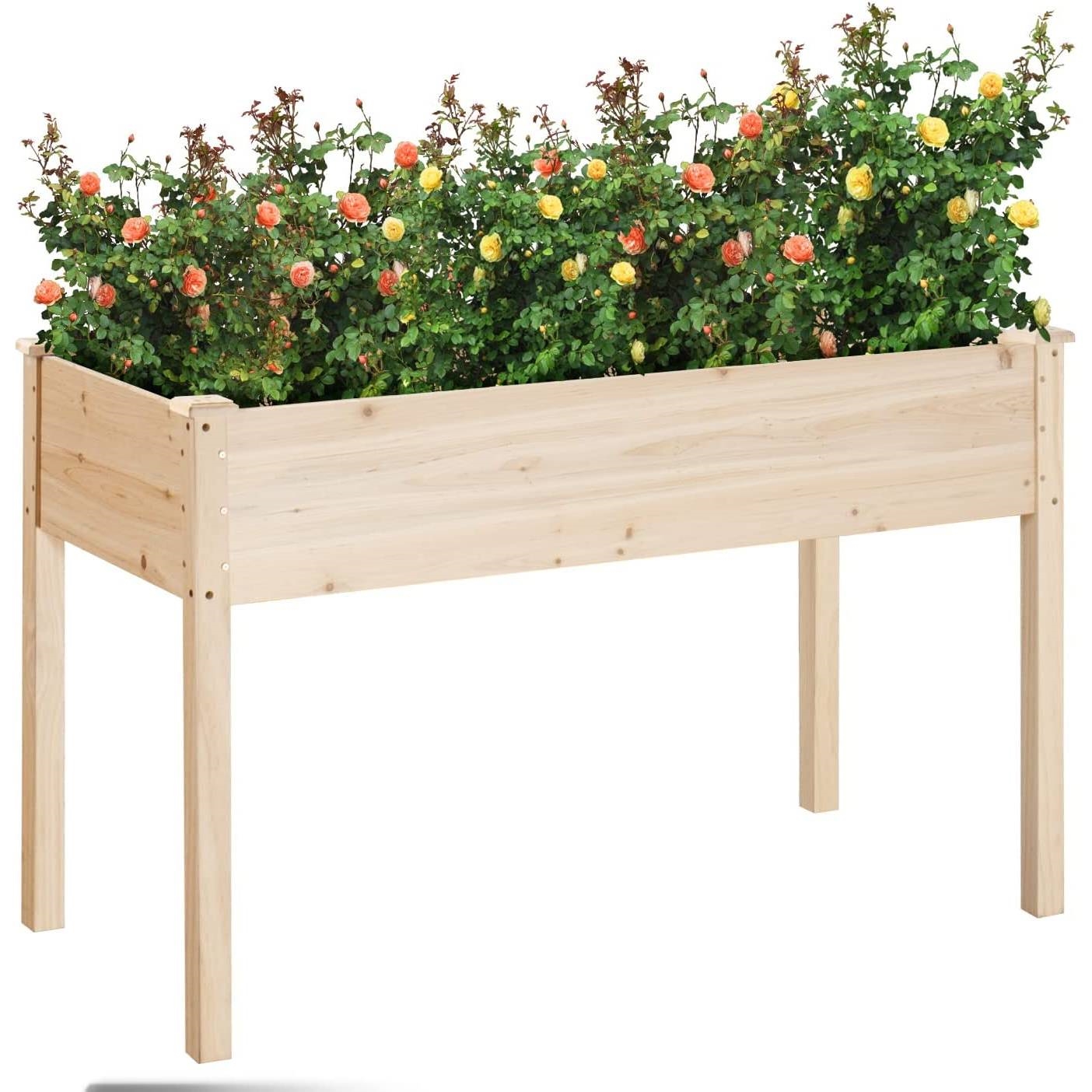 Outdoor Wood Raised Garden Bed Planter Box 46 x 22 x 30-inch High ...